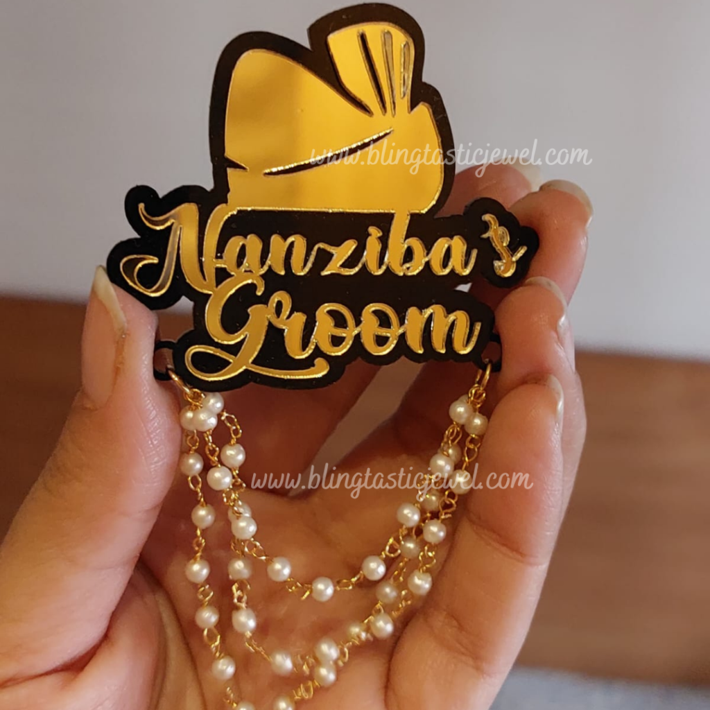 Customised Wedding Brooch For Bride and Groom Team - Blingtastic Jewel